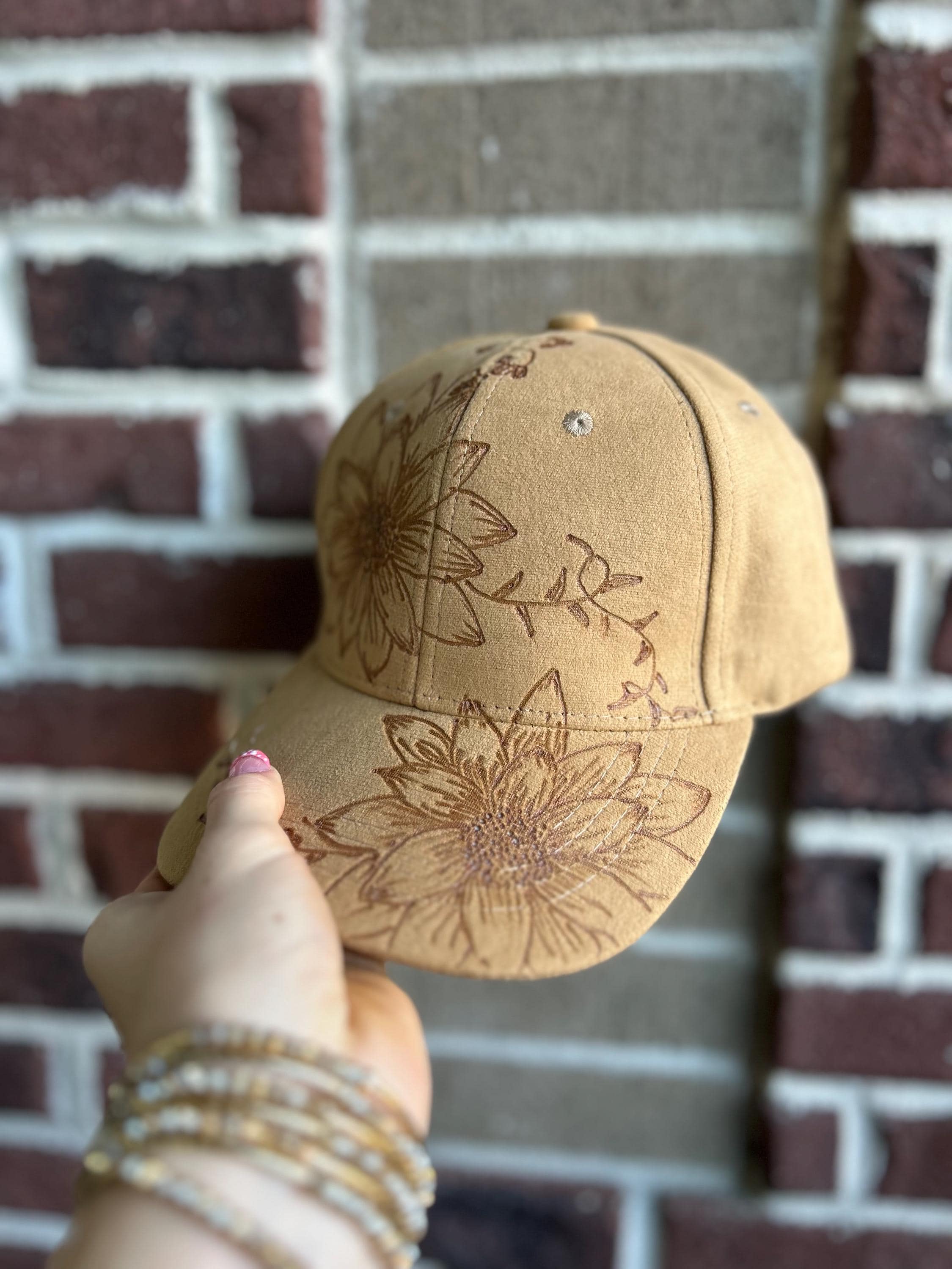 Wood-burned Sunflower Baseball Caps - Etsy