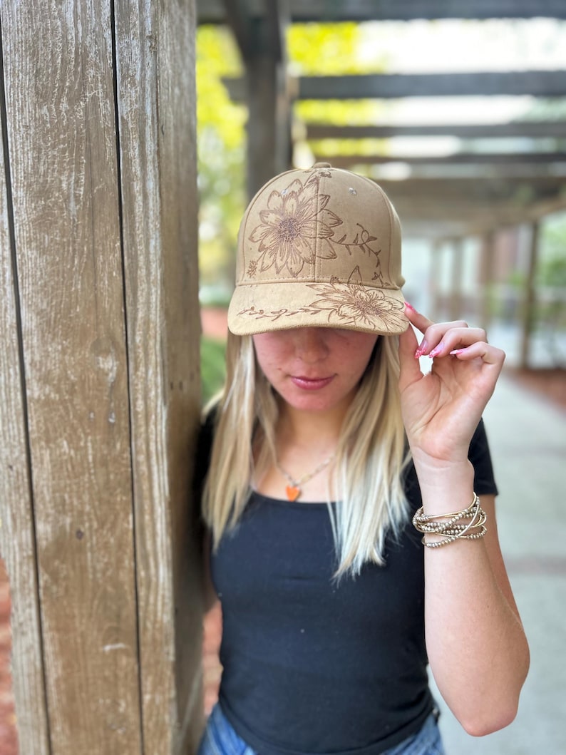 Wood-burned Sunflower Baseball Caps - Etsy