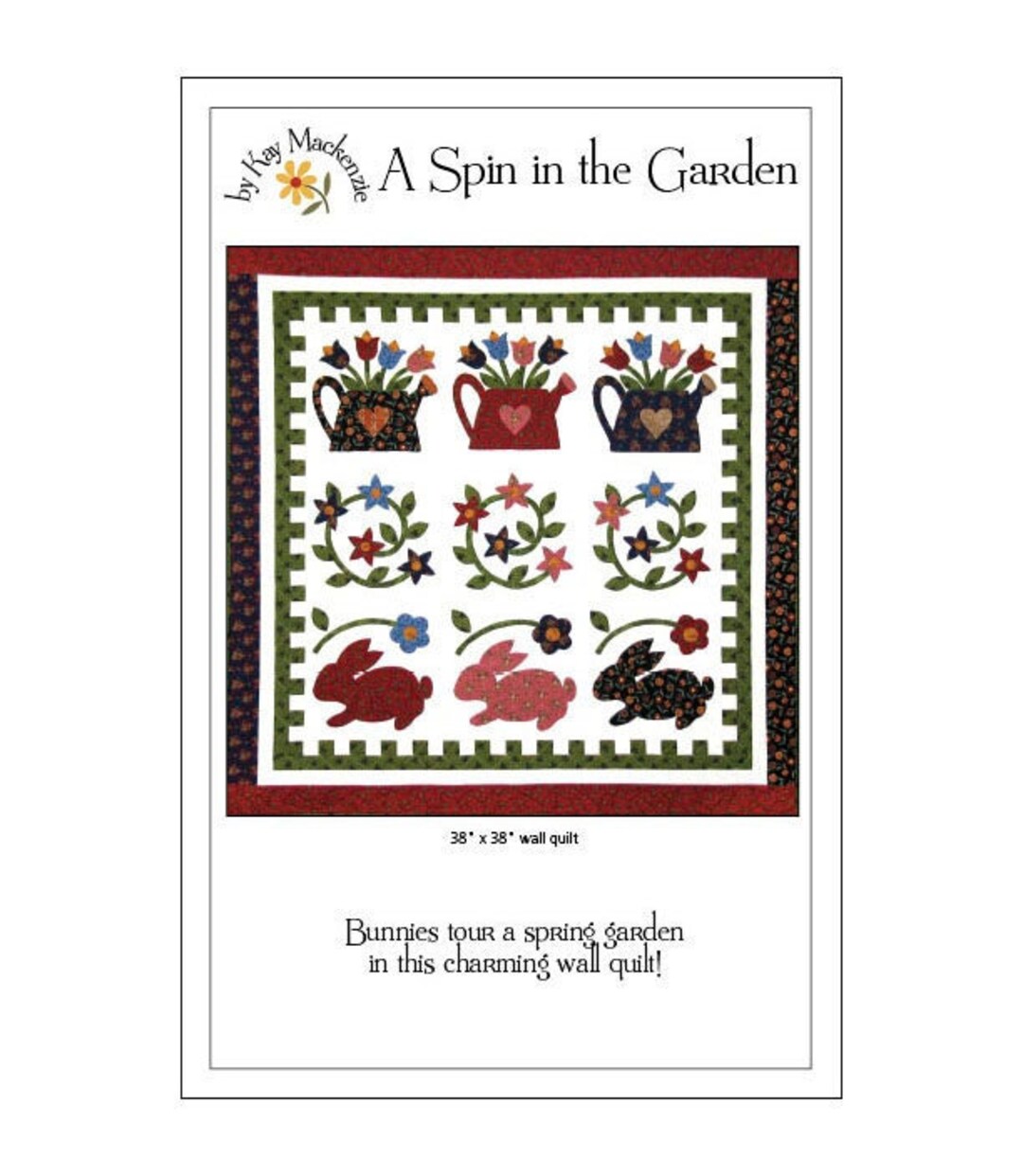 Garden Quilt Pattern, Bunnies, Watering Cans, Floral Appliqué - Etsy