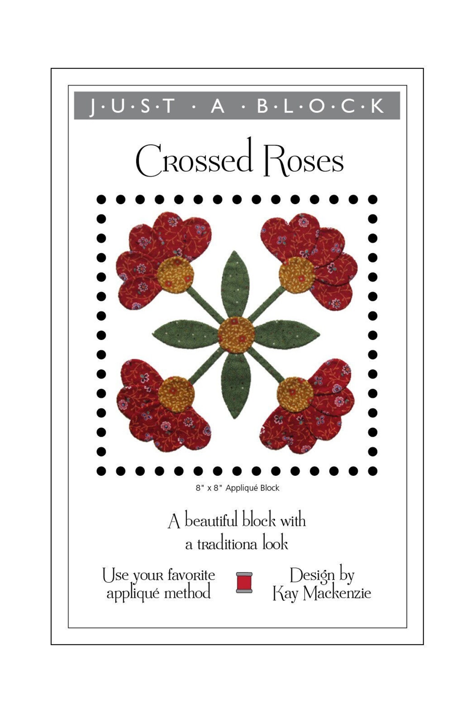 Crossed Roses Appliqué Block, Flower Applique Pattern PDF - Etsy