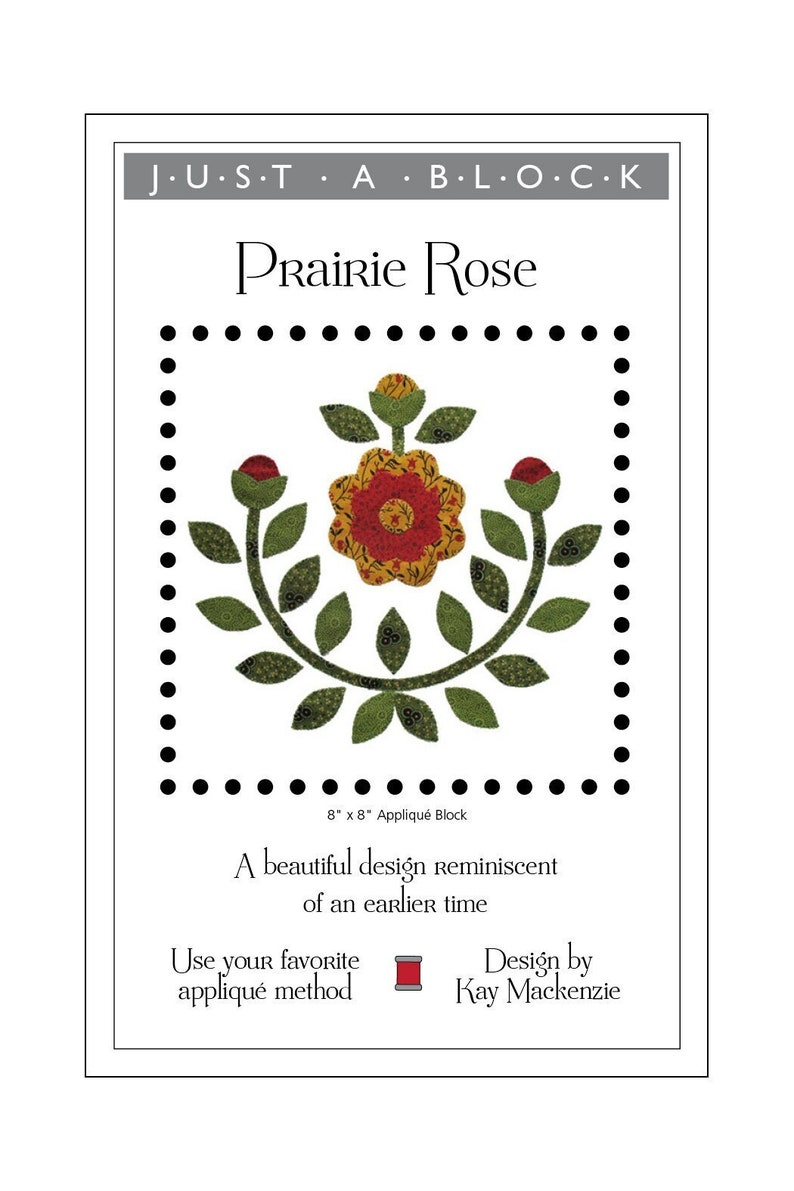 Prairie Rose Appliqué Block, Traditional Applique Pattern PDF - Etsy