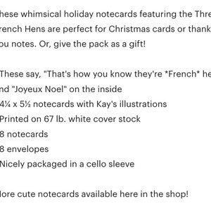 French Hens Holiday Notecards - Etsy