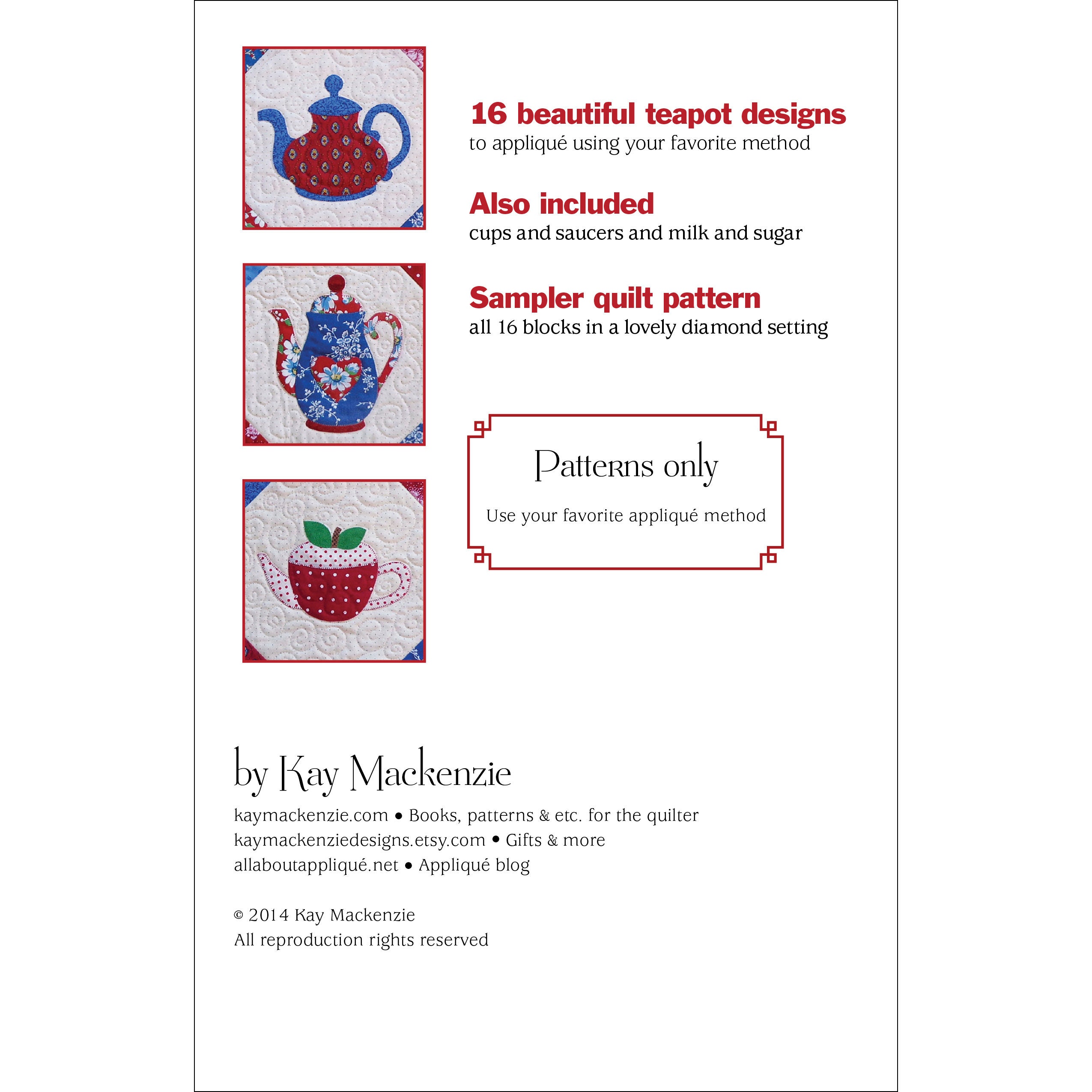 Teapots 2 to Appliqué Pattern Pack, Teapot Patterns - Etsy
