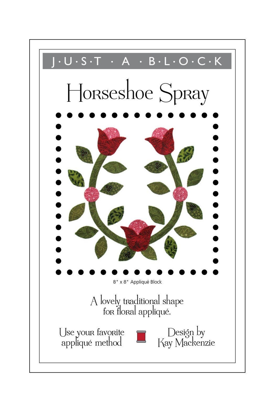 Horseshoe Spray Appliqué Block, Flower Wreath Applique Pattern PDF - Etsy