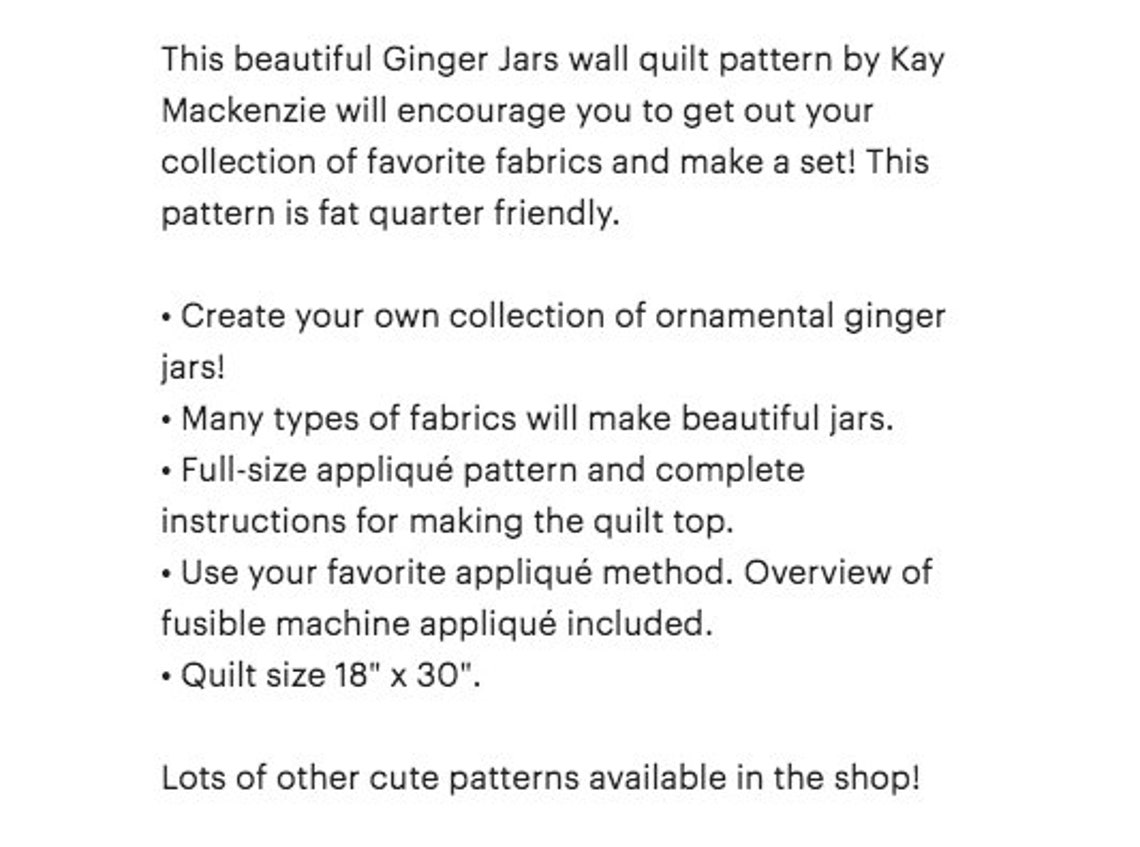 Ginger Jars Quilt Pattern - Etsy