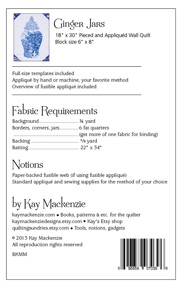 Ginger Jars Quilt Pattern | Etsy