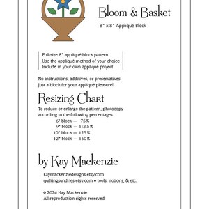 Bloom & Basket Appliqué Block, Flower Basket Applique Pattern PDF - Etsy