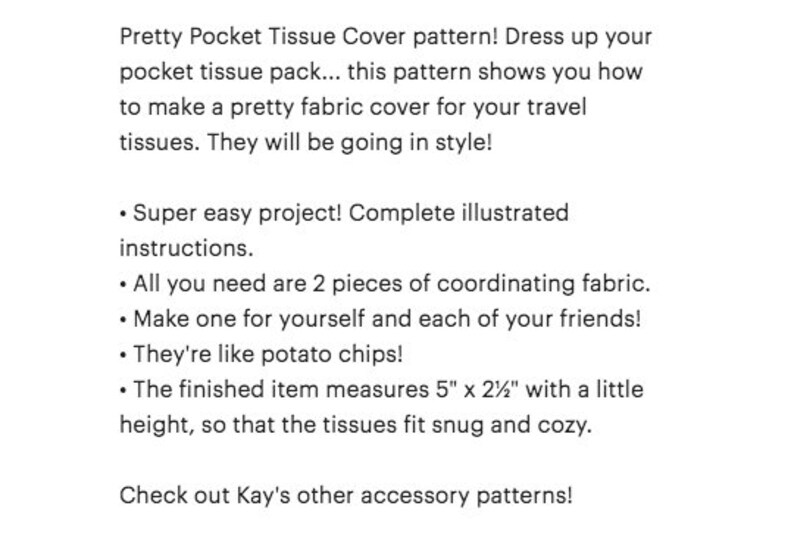 Pretty Pocket Tissue Cover Pattern - Etsy