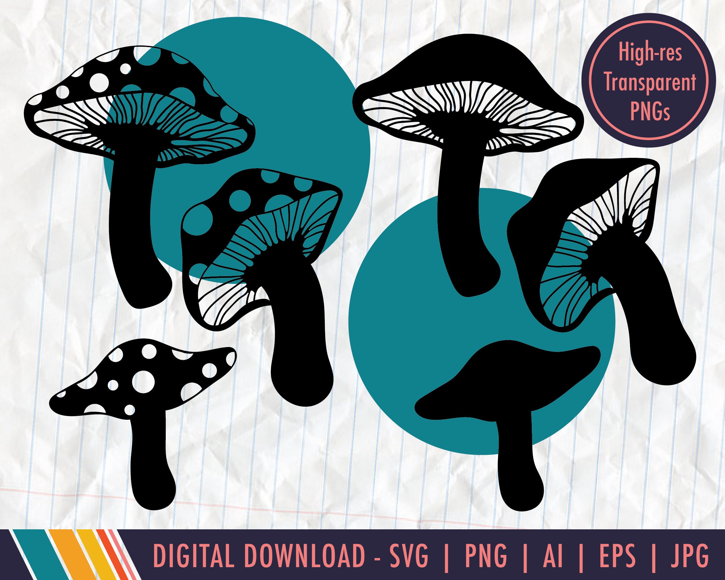 Mushroom Set SVG - Files for Circuit, Silhouette and Other Vinyl ...