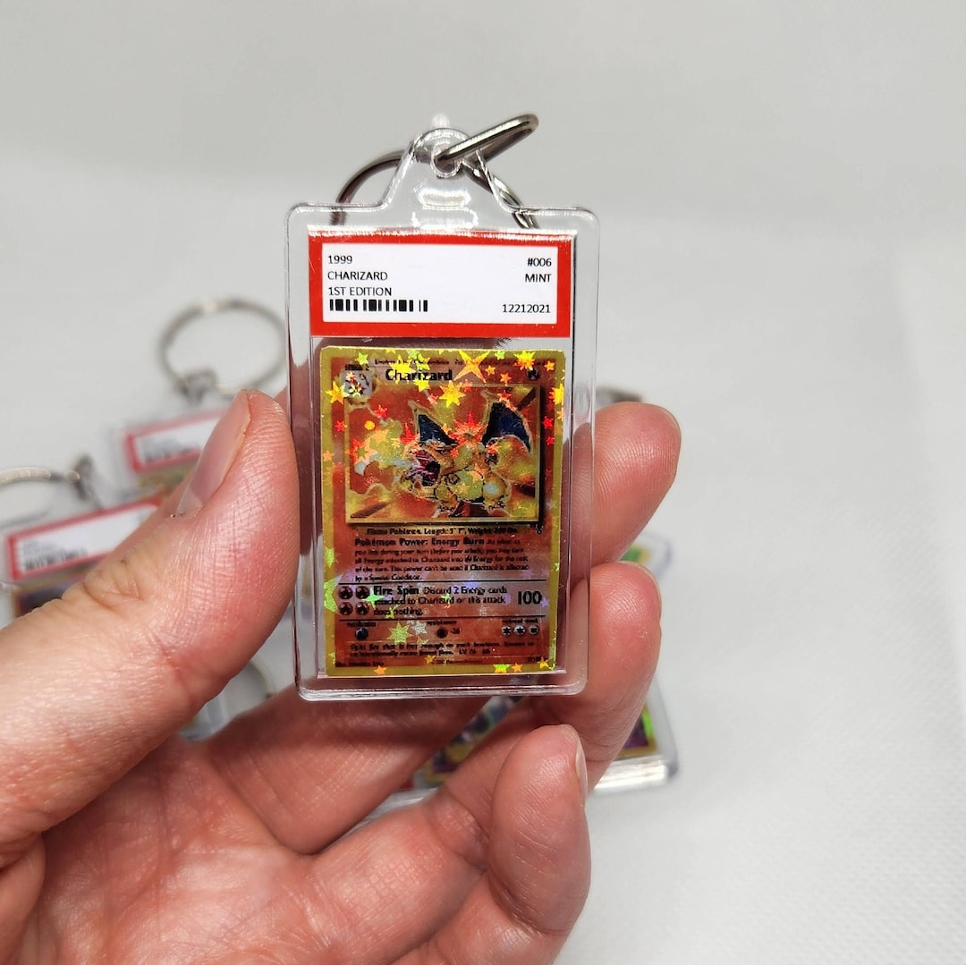 Miniature Trading Holo Pokecard Keychain - Etsy