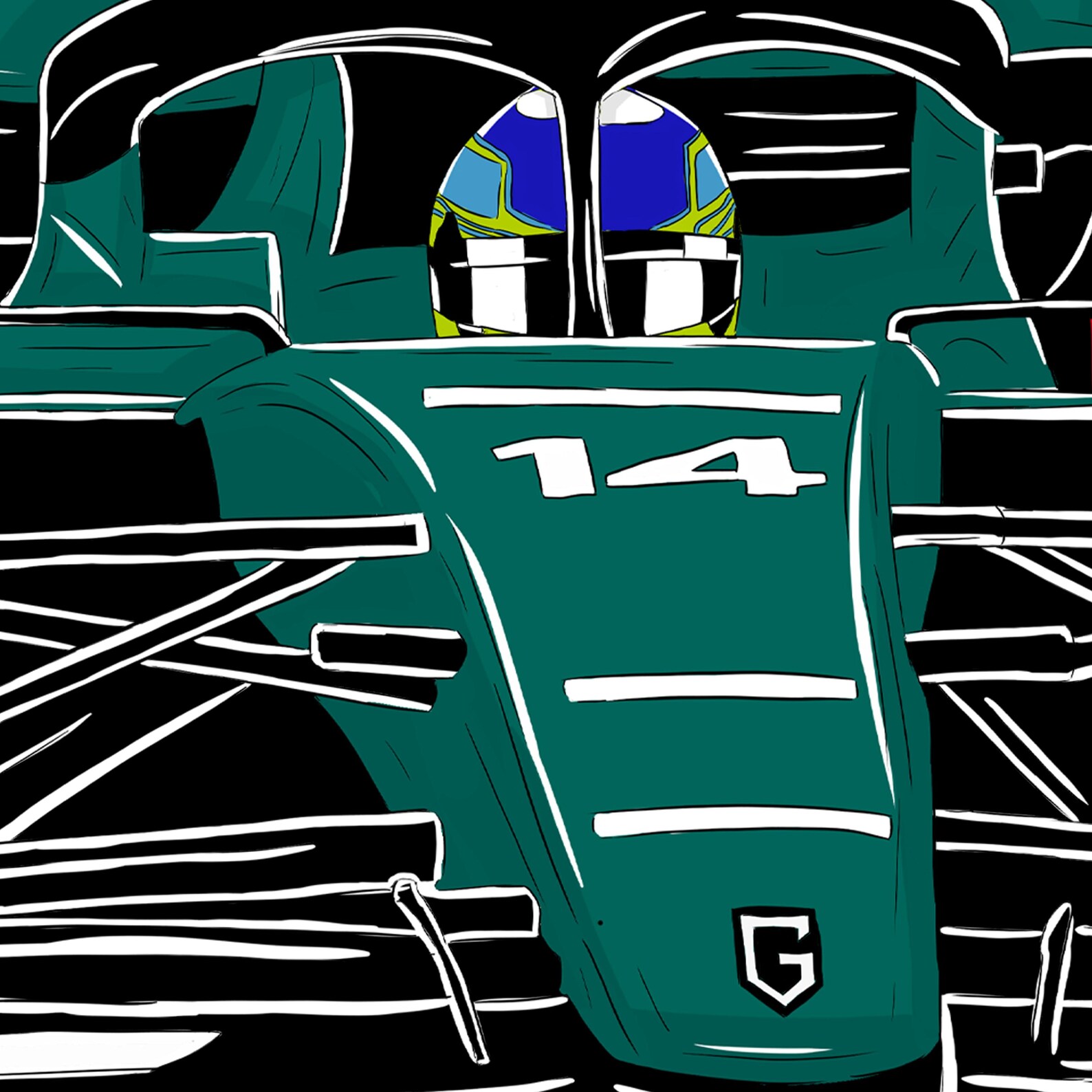 Game Garment Formula One Racing Fernando #14 Driver Formula Race Car ...