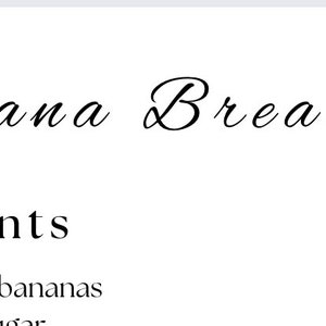 Banana Bread Recipe (recipe Card) - Etsy