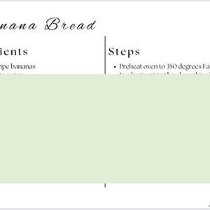 Banana Bread Recipe (recipe Card) - Etsy