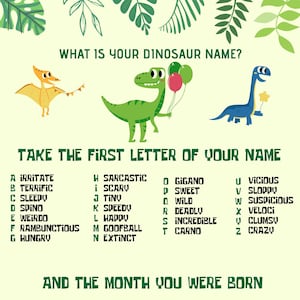 What is Your Dinosaur Name-instant Download! - Etsy