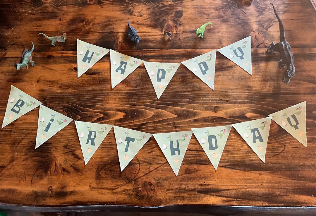 Dinosaur Happy Birthday Banner Printable Digital Download - Etsy