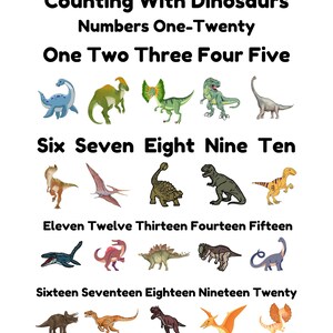 Dinosaur Learning to Count to 20 Includes Two Printables, Digital ...
