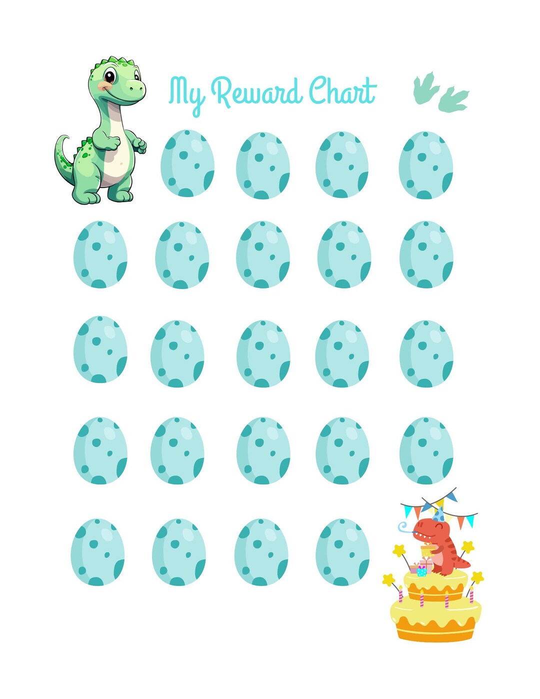 Dinosaur Kids Reward Chart - Etsy