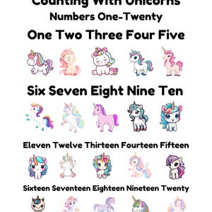 Unicorn Learning to Count to 20 Includes Two Printables, Digital ...