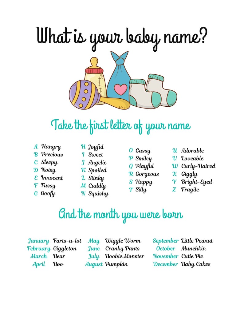 What is Your Baby Name? Digital Download Printable / Baby Shower Game ...