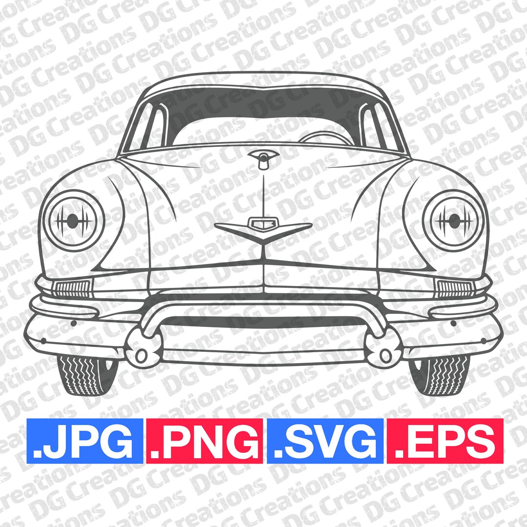 Kaiser 1952 Front Classic Car SVG Clip Art Graphic Art Instant Download ...