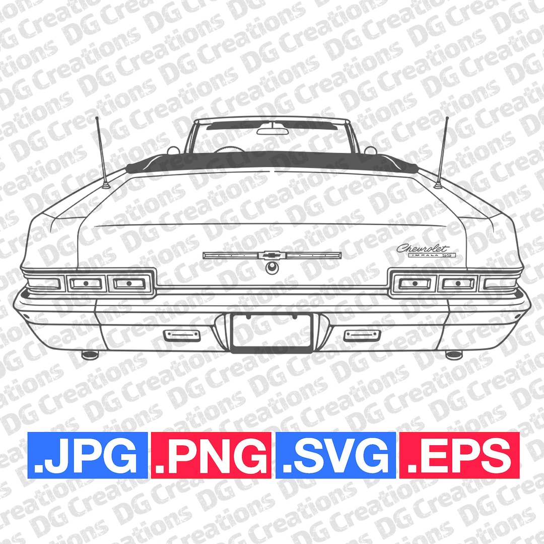 Chevrolet Impala SS Convertible 1966 Rear Car SVG Clip Art Graphic Art ...