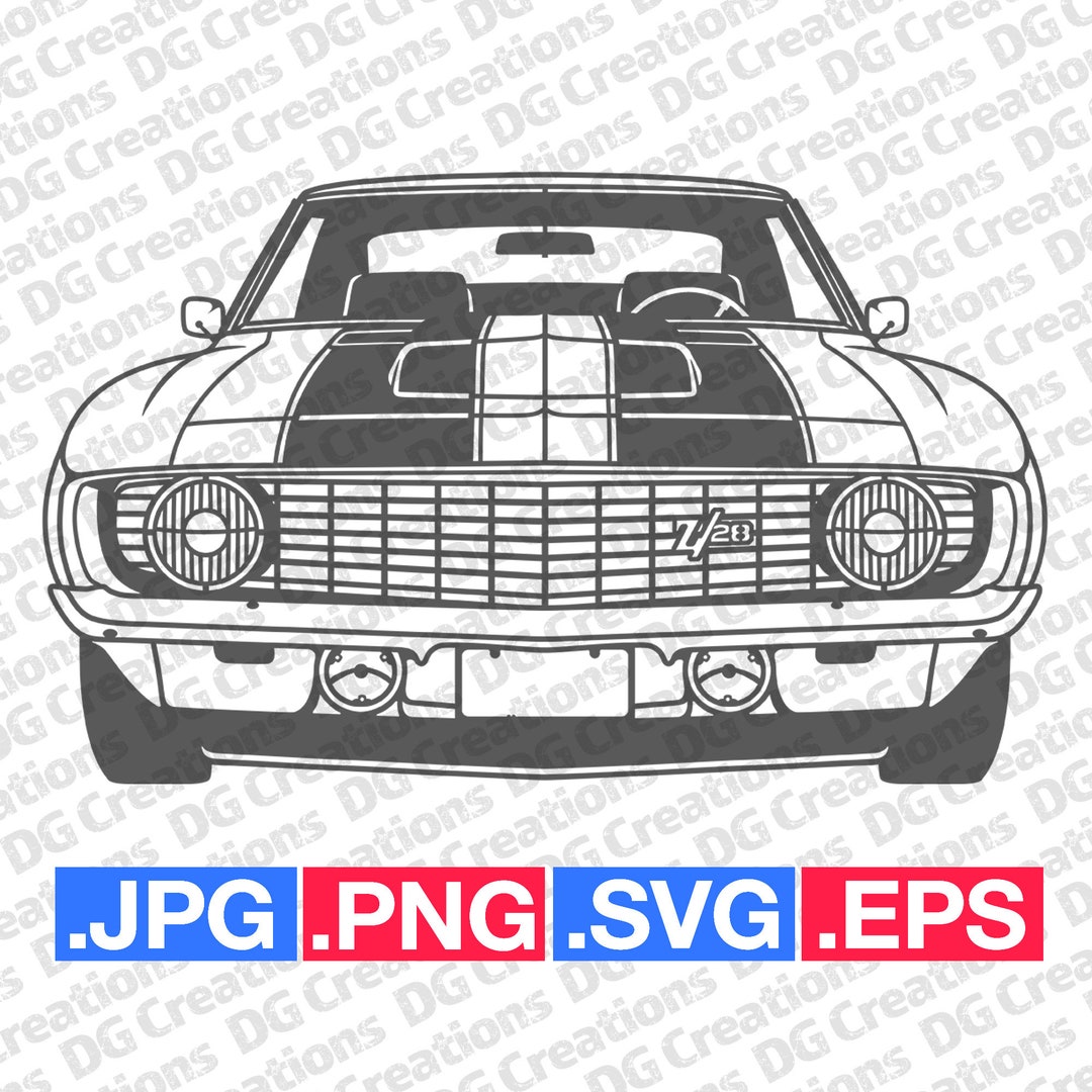 Camaro 1969 Z/28 Front Car SVG Clip Art Graphic Art Instant Download ...
