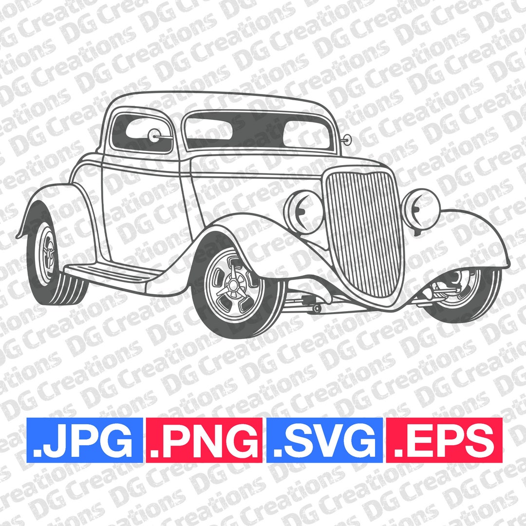 Ford Classic 1934 Streetrod Silhouette Car SVG Clip Art Graphic Art ...