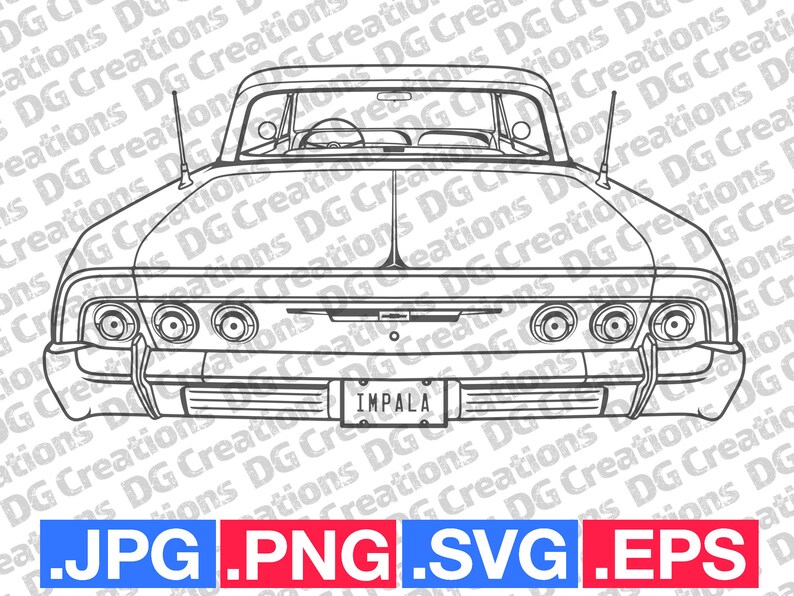 Chevrolet Impala Hardtop 1964 Rear Car SVG Clip Art Graphic - Etsy