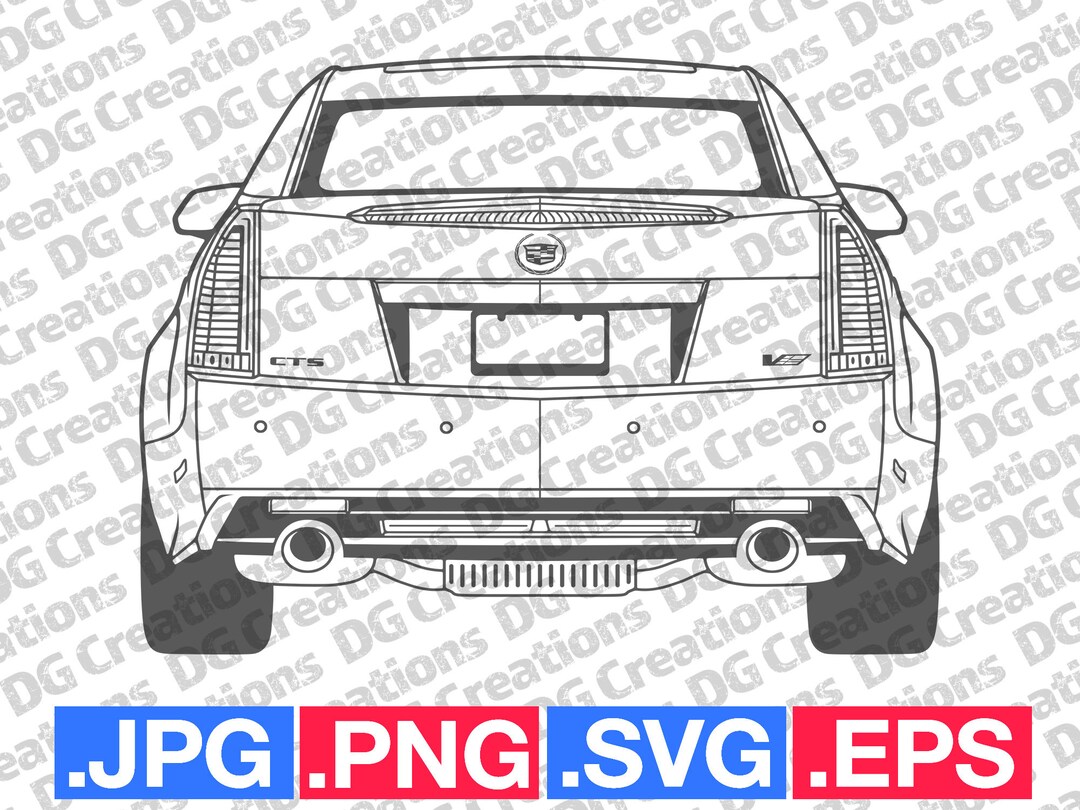 Cadillac CTS-V Sedan 2014 Rear Car SVG Clip Art Graphic Art - Etsy