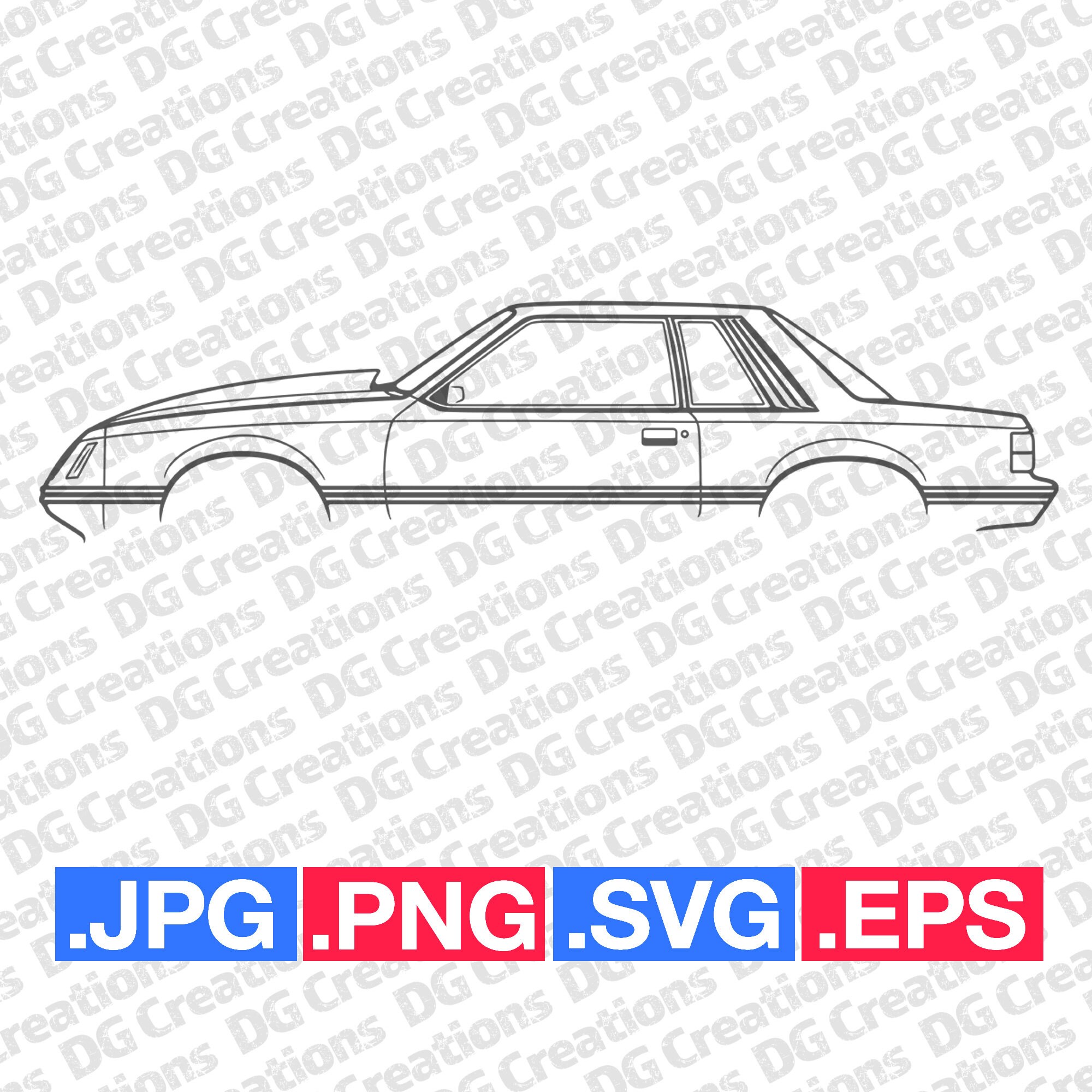 Ford Mustang Foxbody Notch Coupe 1986 Car SVG Clip Art Graphic Art ...