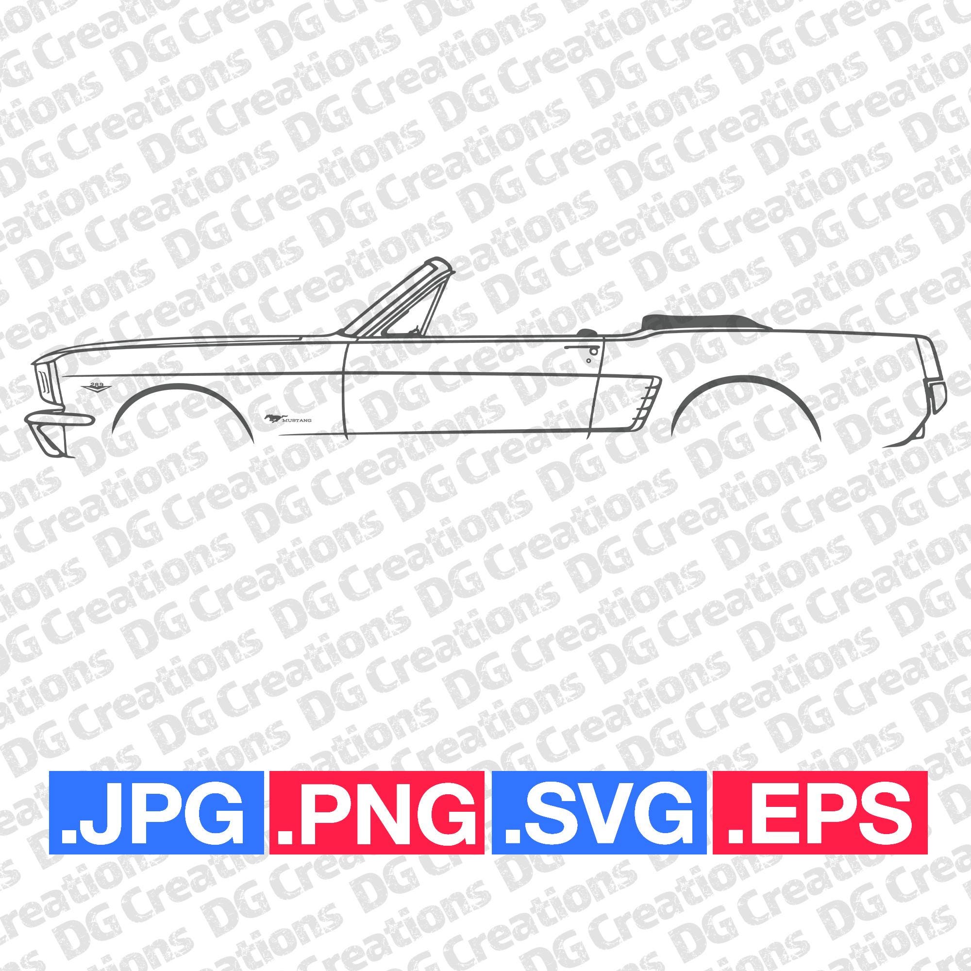 Ford Mustang Convertible 1965 Car SVG Clip Art Graphic Art Instant ...