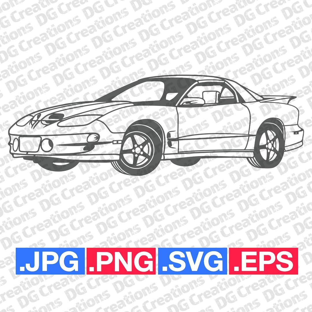 Pontiac Firebird Trans-am 1999 3QTR Silhouette Car SVG Clip Art Graphic ...