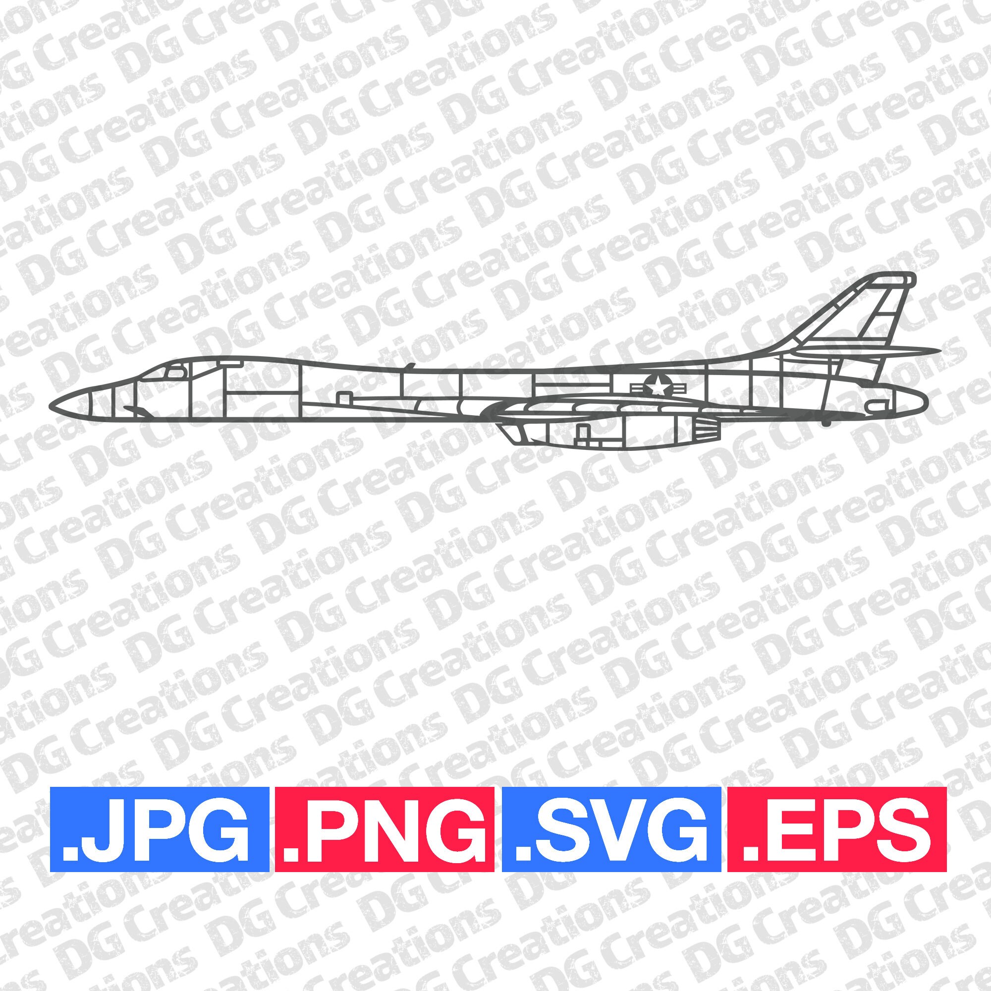 B-1B Lancer Bomber Modern Military Airplane Front SVG Clip Art Graphic ...