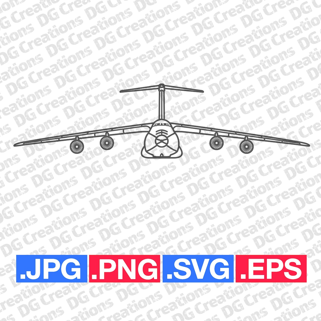 C-5 Galaxy Transport Plane Modern Military Airplane Front SVG Clip Art ...