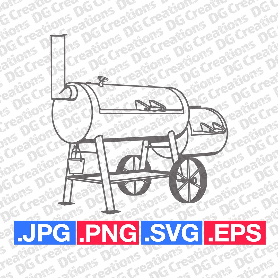 Offset Smoker BBQ Texas Cooking Grill Silhouette SVG Clip Art Graphic ...