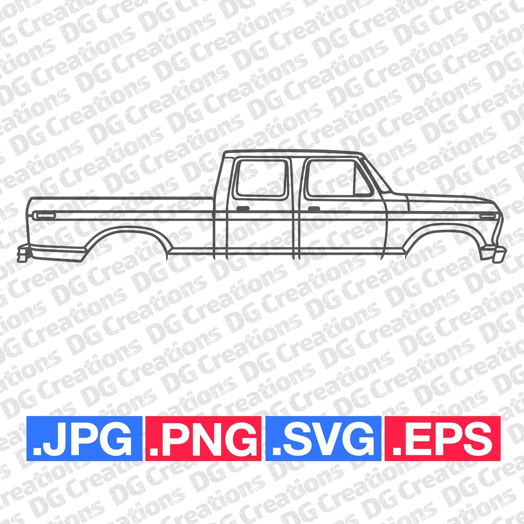 Ford F250 Crew Cab Short Bed Pick up Truck 1974 SVG Clip Art Graphic ...
