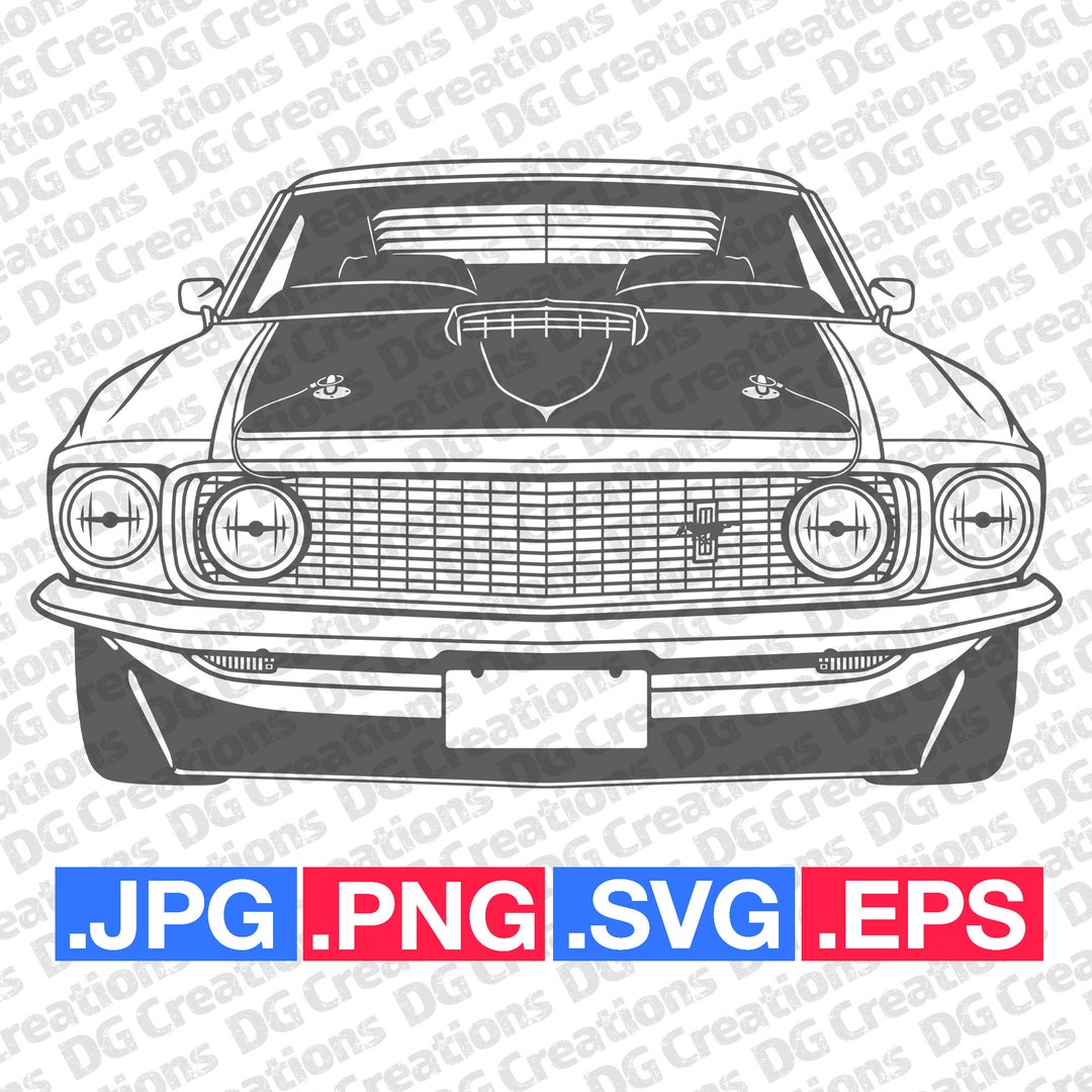 Ford Mustang Mach 1 1969 Front Car SVG Clip Art Graphic Art Instant ...
