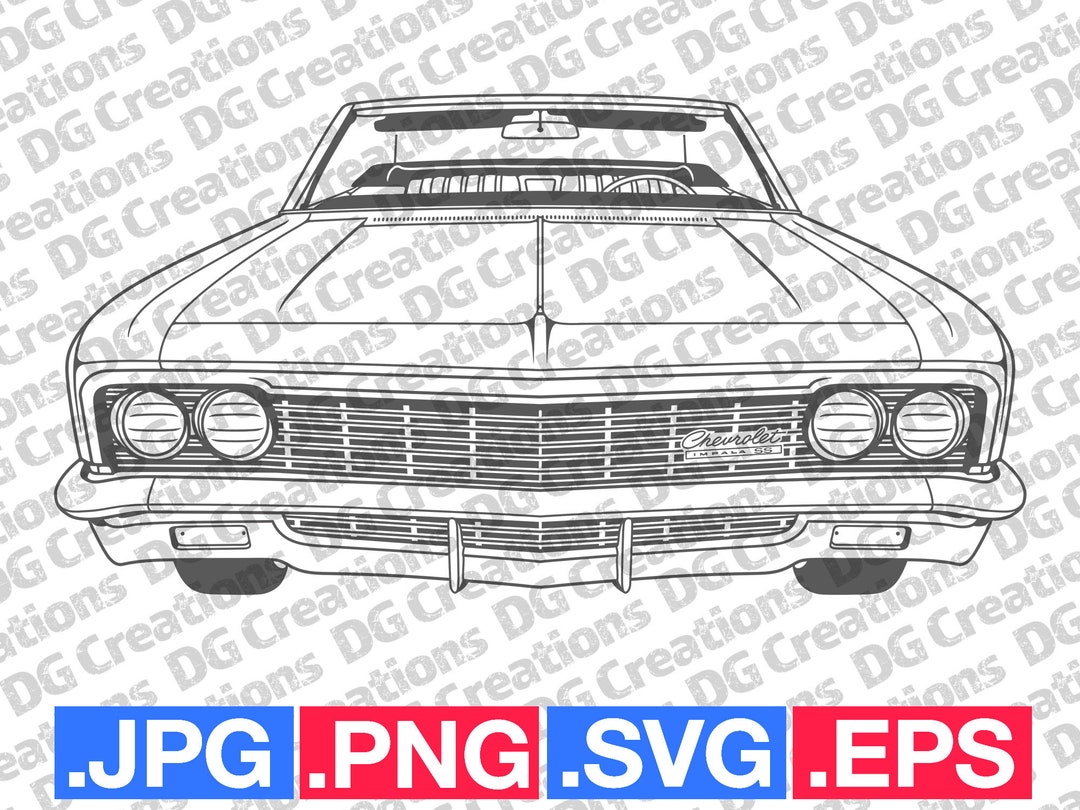 Chevrolet Impala SS Convertible 1966 Front Car SVG Clip Art - Etsy