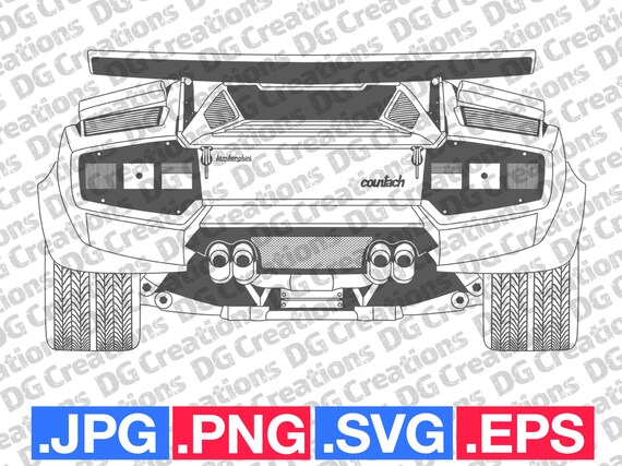 Lamborghini Countach Sportscar Car SVG Clip Art Graphic Art | Etsy UK
