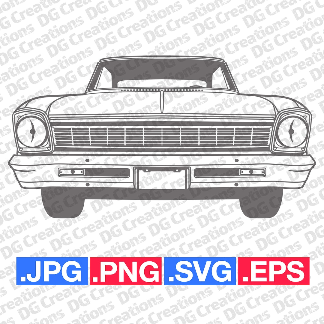 Chevrolet Nova 1966 Front Silhouette Car SVG Clip Art Graphic Art ...