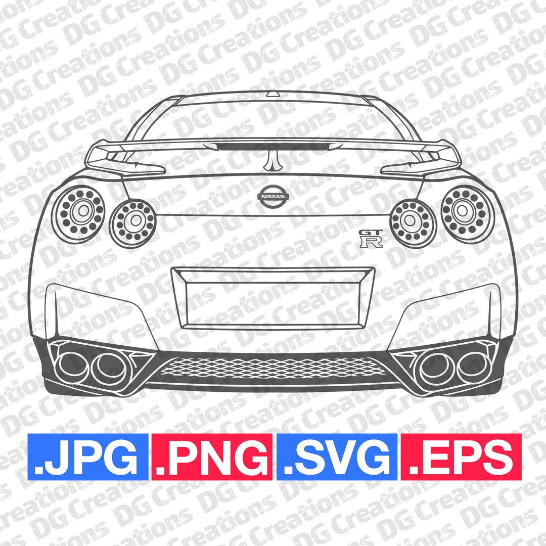 Nissan GT-R 2009 Skyline Rear Sportscar Car SVG Clip Art Graphic Art ...