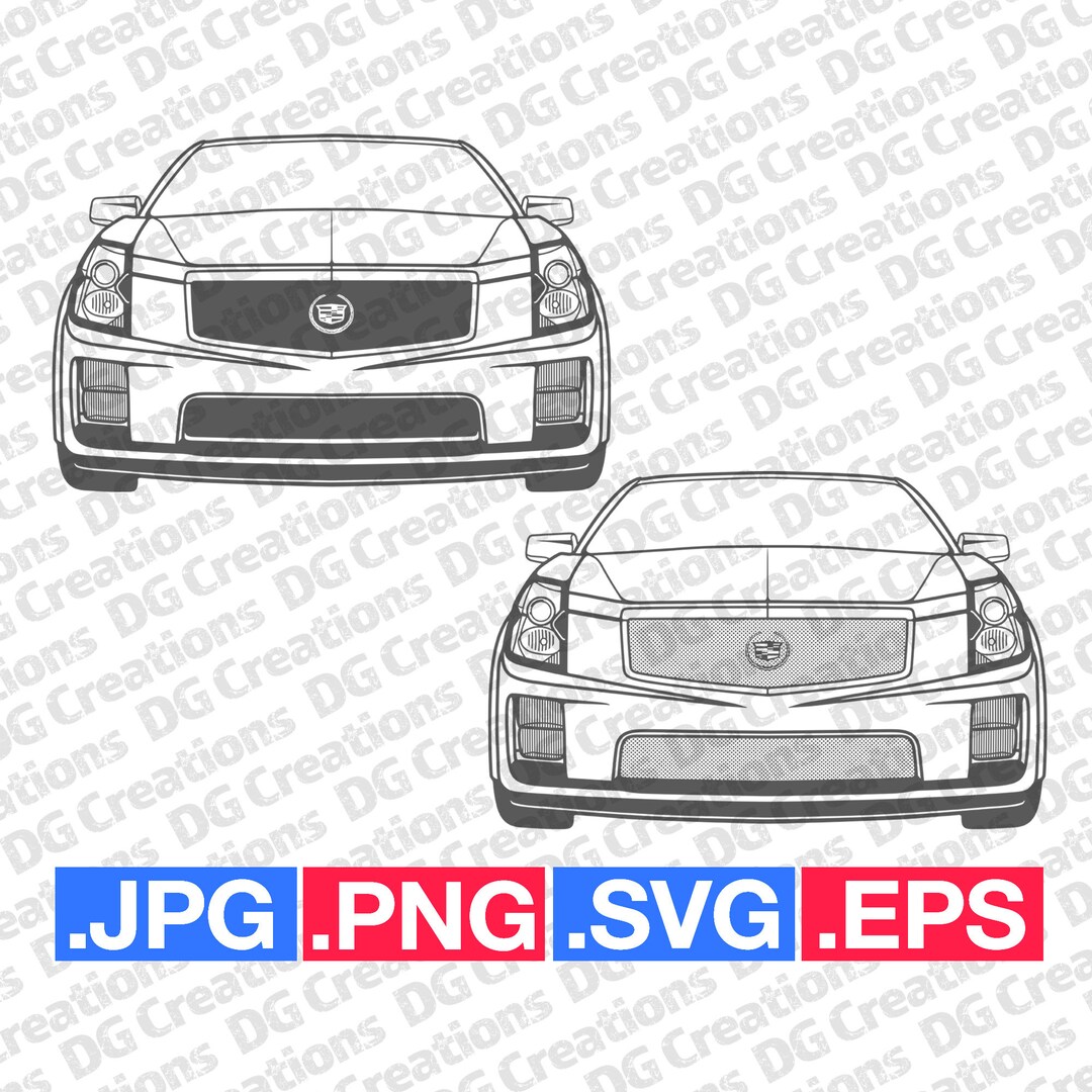 Cadillac CTS-V 2007 Front Car SVG Clip Art Graphic Art Instant Download ...
