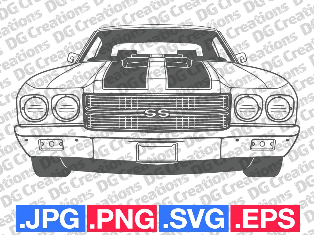 Chevrolet Chevelle SS 1970 Front Silhouette Car SVG Clip Art - Etsy