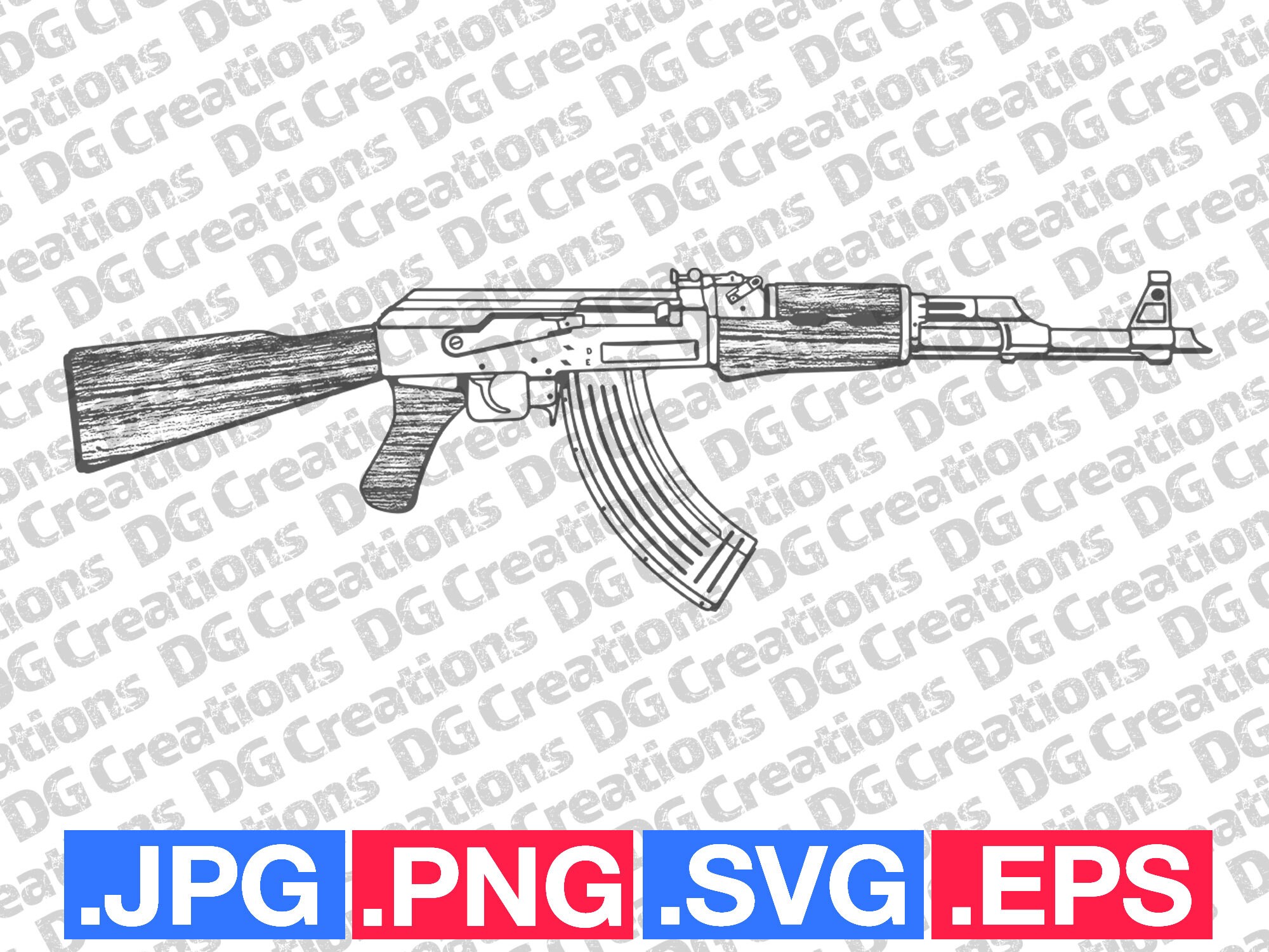 AK-47 Machine Gun SVG Clip Art Graphic Art Instant Download - Etsy Canada
