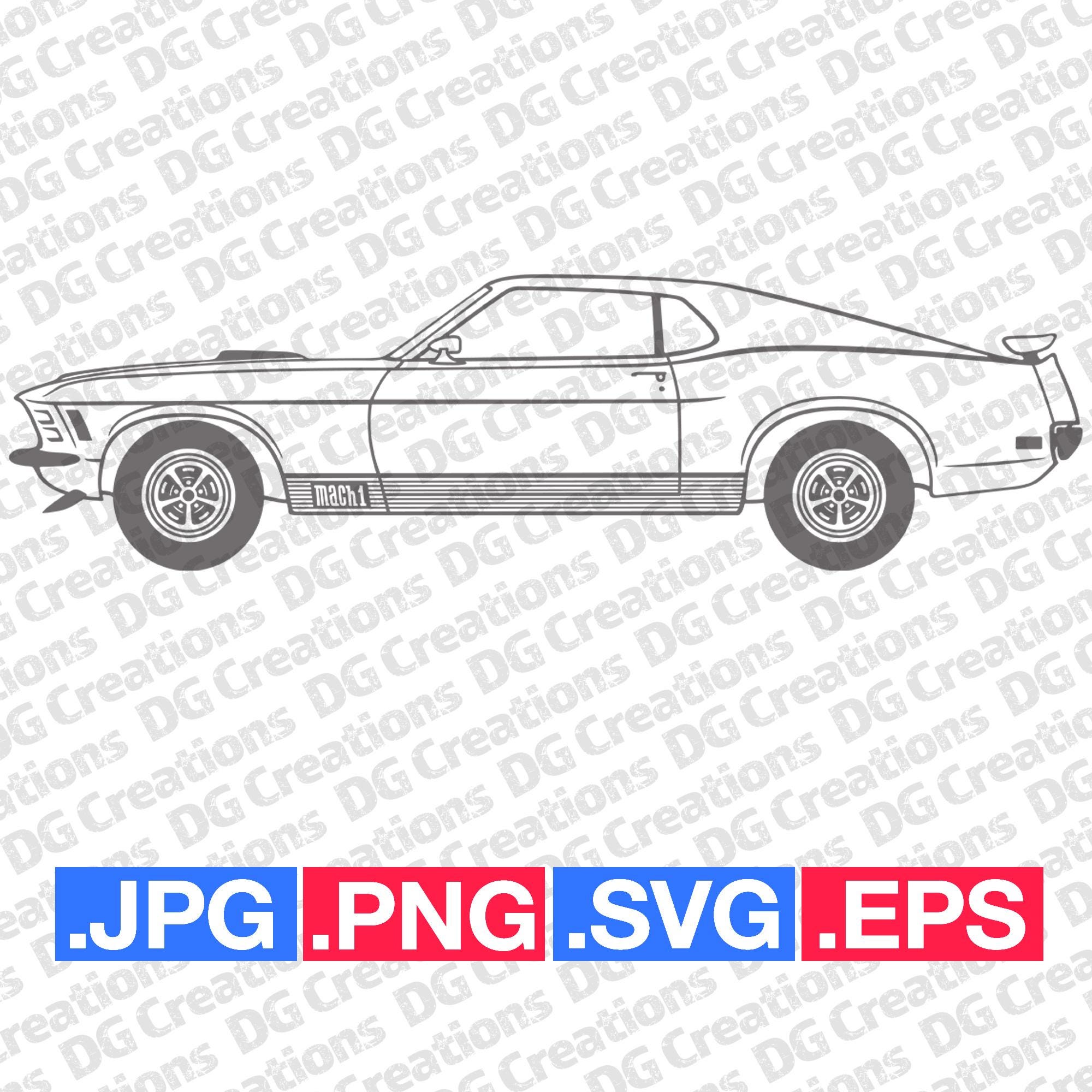 Ford Mustang Mach 1 Fastback 1970 Full Car SVG Clip Art Graphic Art ...
