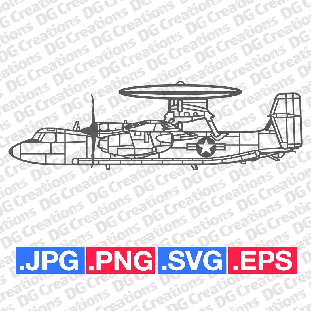 E-2 Hawkeye Plane Modern Military Airplane Side SVG Clip Art Graphic ...
