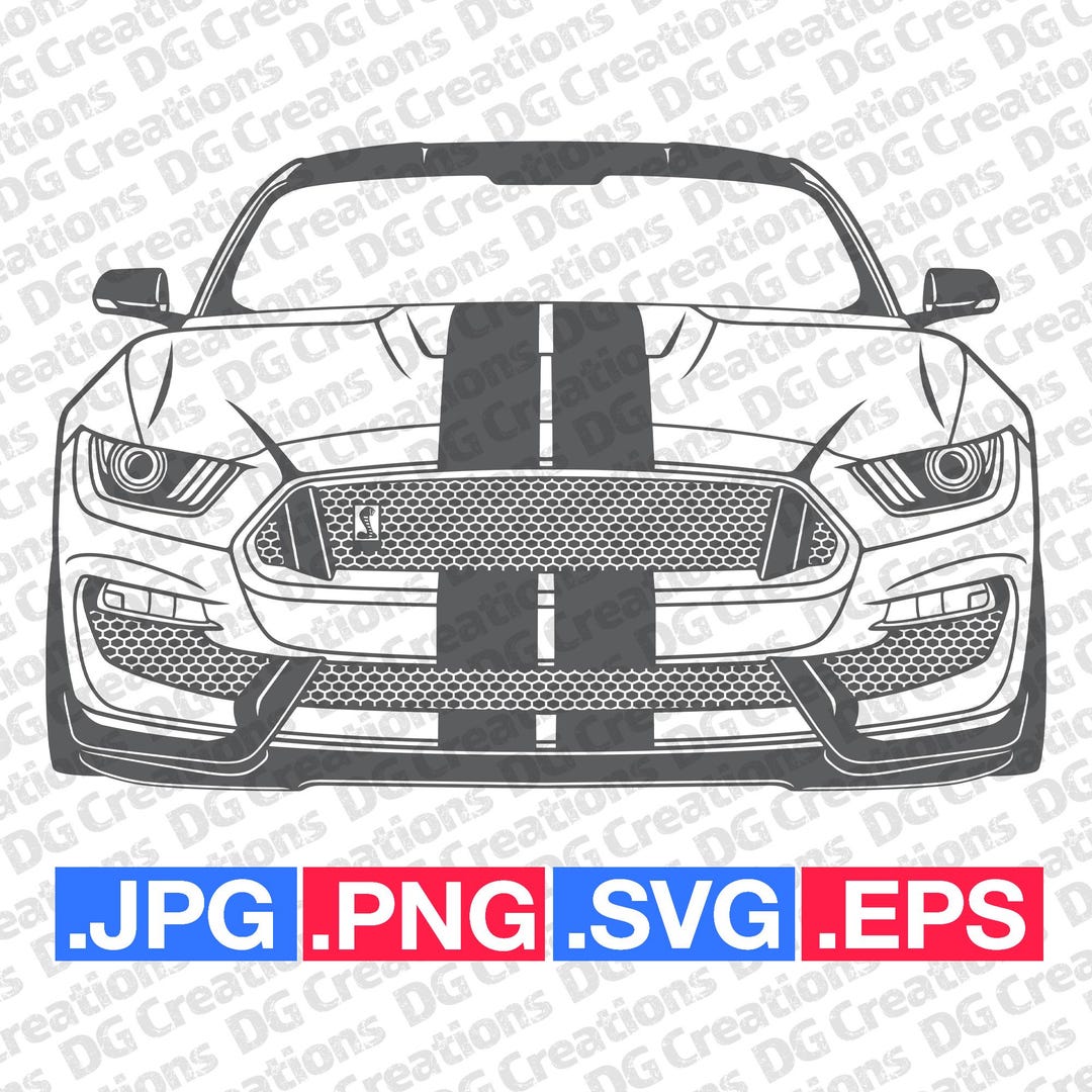 Ford Mustang GT350R Front 2017 Car SVG Clip Art Graphic Art Instant ...