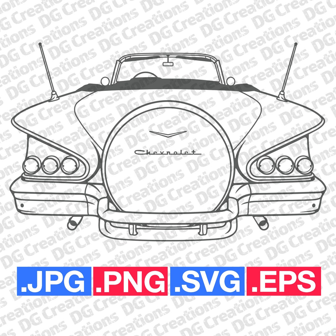Chevrolet Impala 1958 Cnvt Rear With Kit SVG Clip Art Graphic Art ...