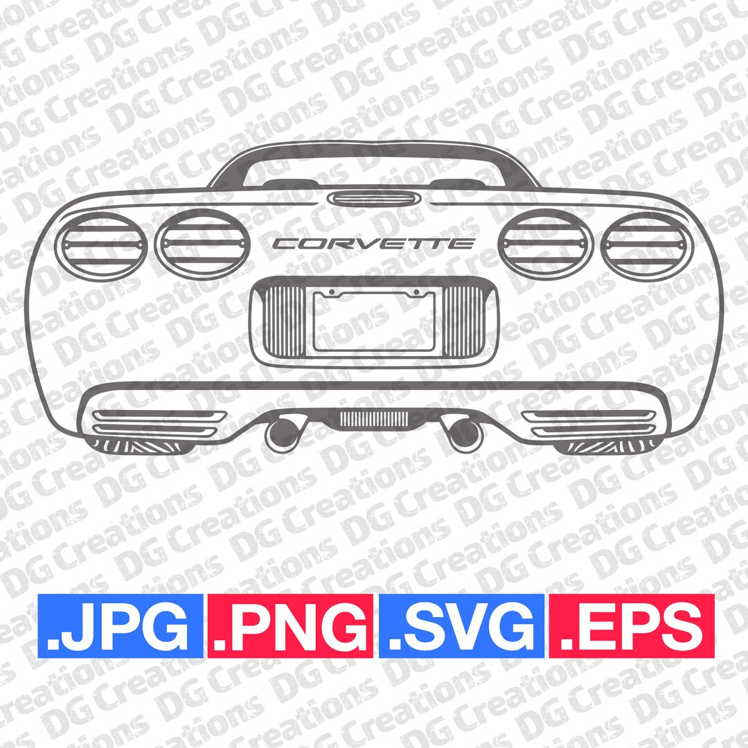 Chevrolet Corvette C5 Rear Sportscar Car SVG Clip Art Graphic Art ...