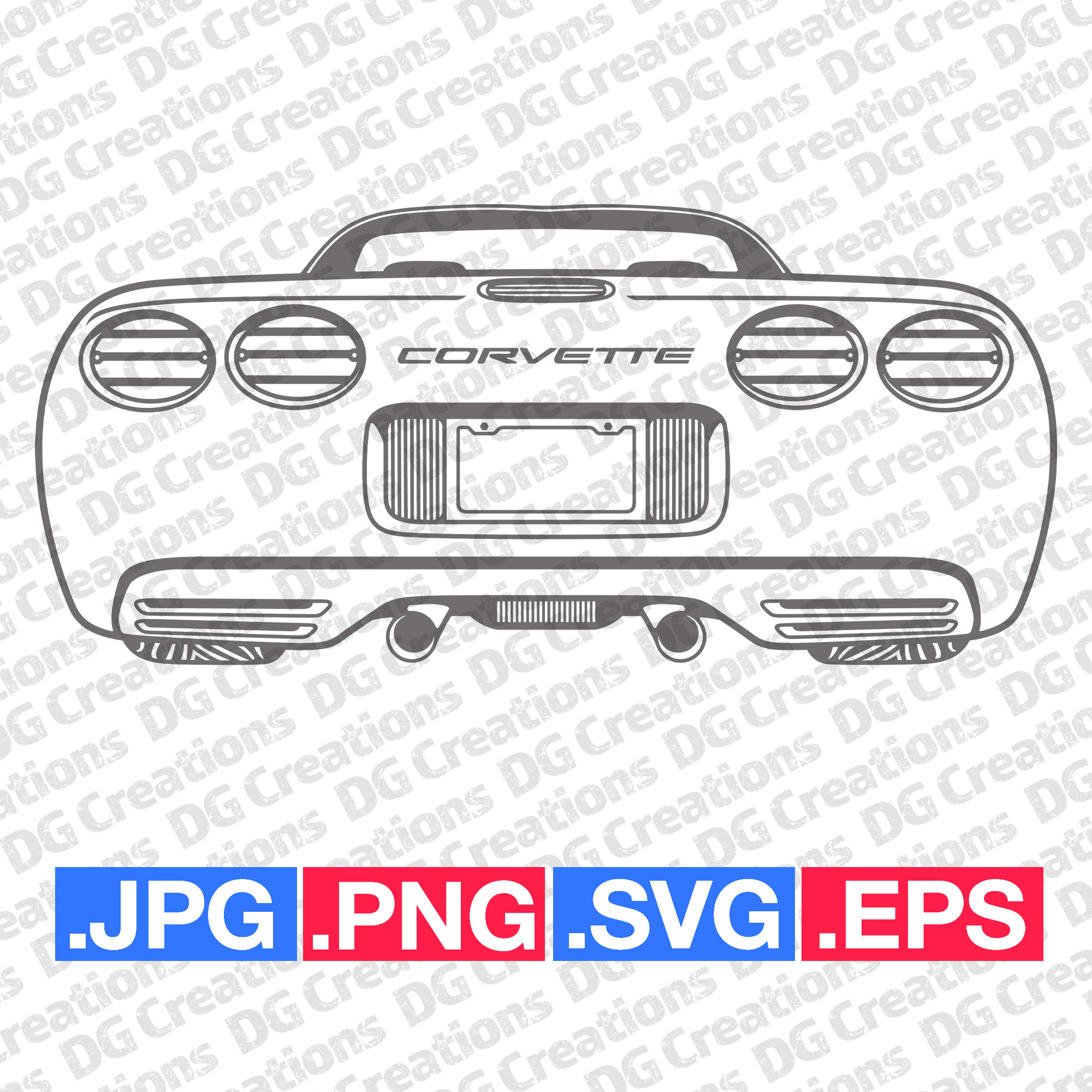 Chevrolet Corvette C5 Rear Sportscar Car SVG Clip Art Graphic Art ...